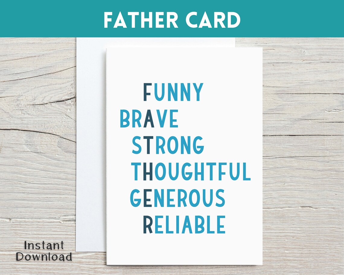 Father Card Printable Fathers Day Card Father Birthday Card | Etsy