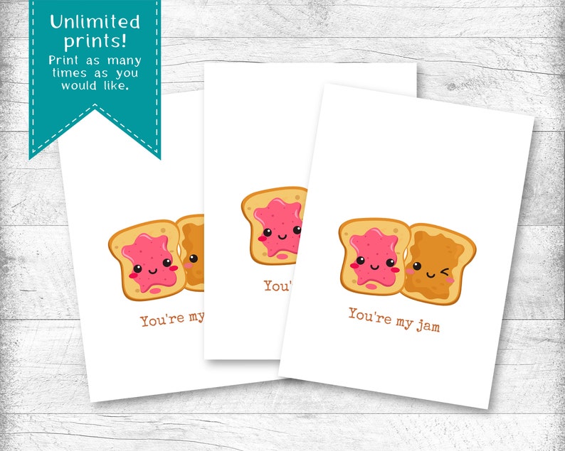 Peanut Butter & Jelly You're My Jam Card, Funny Valentine Card ...