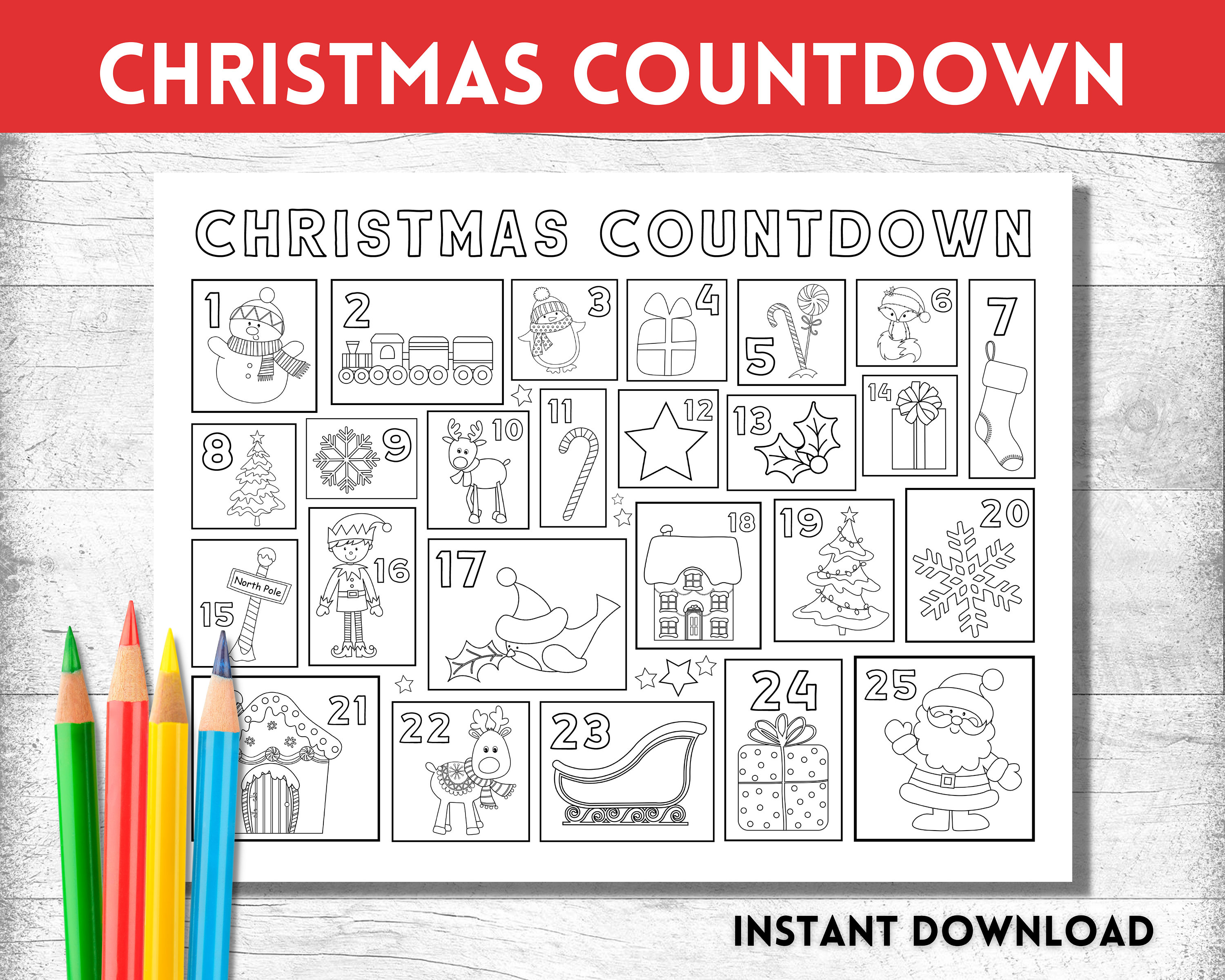 Christmas Countdown, Advent Calendar, Advent Calendar for Kids ...