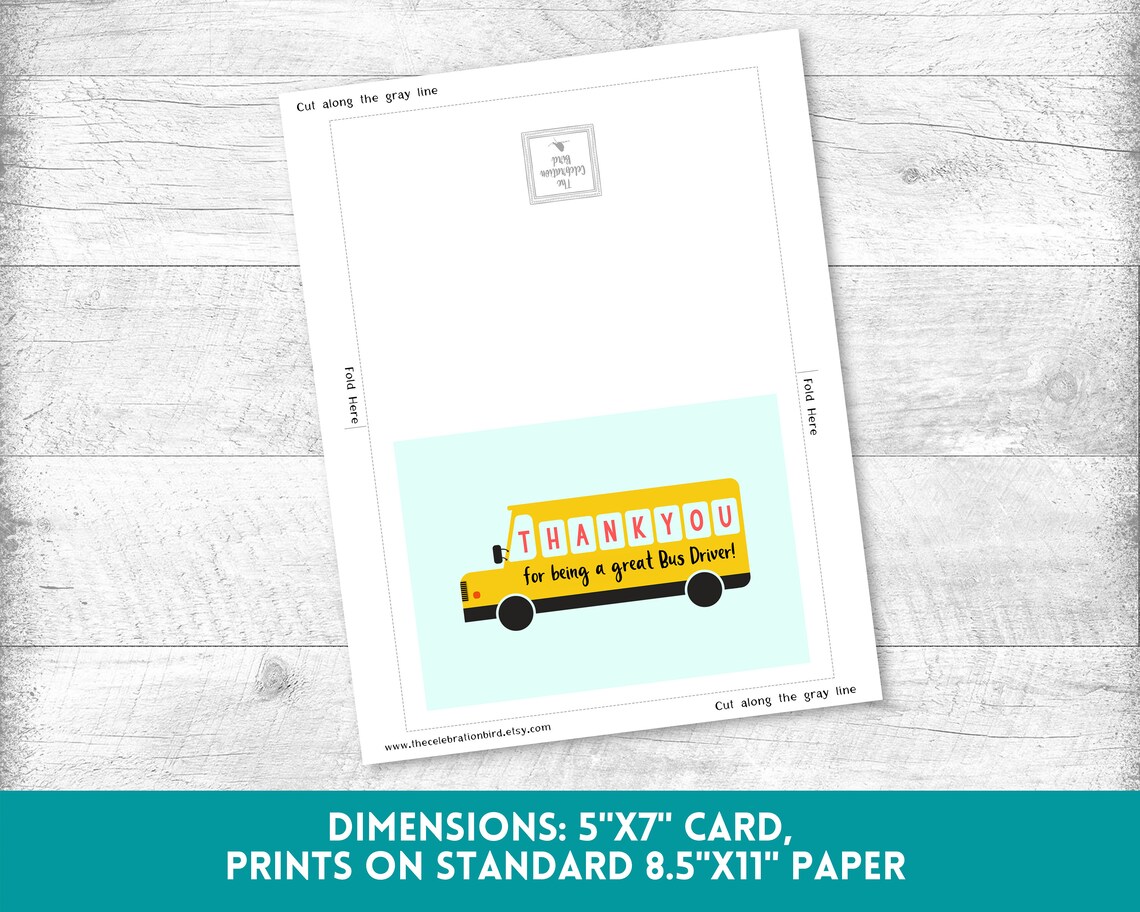 Bus Driver Thank You Card, Bus Driver Appreciation, School Bus Driver ...