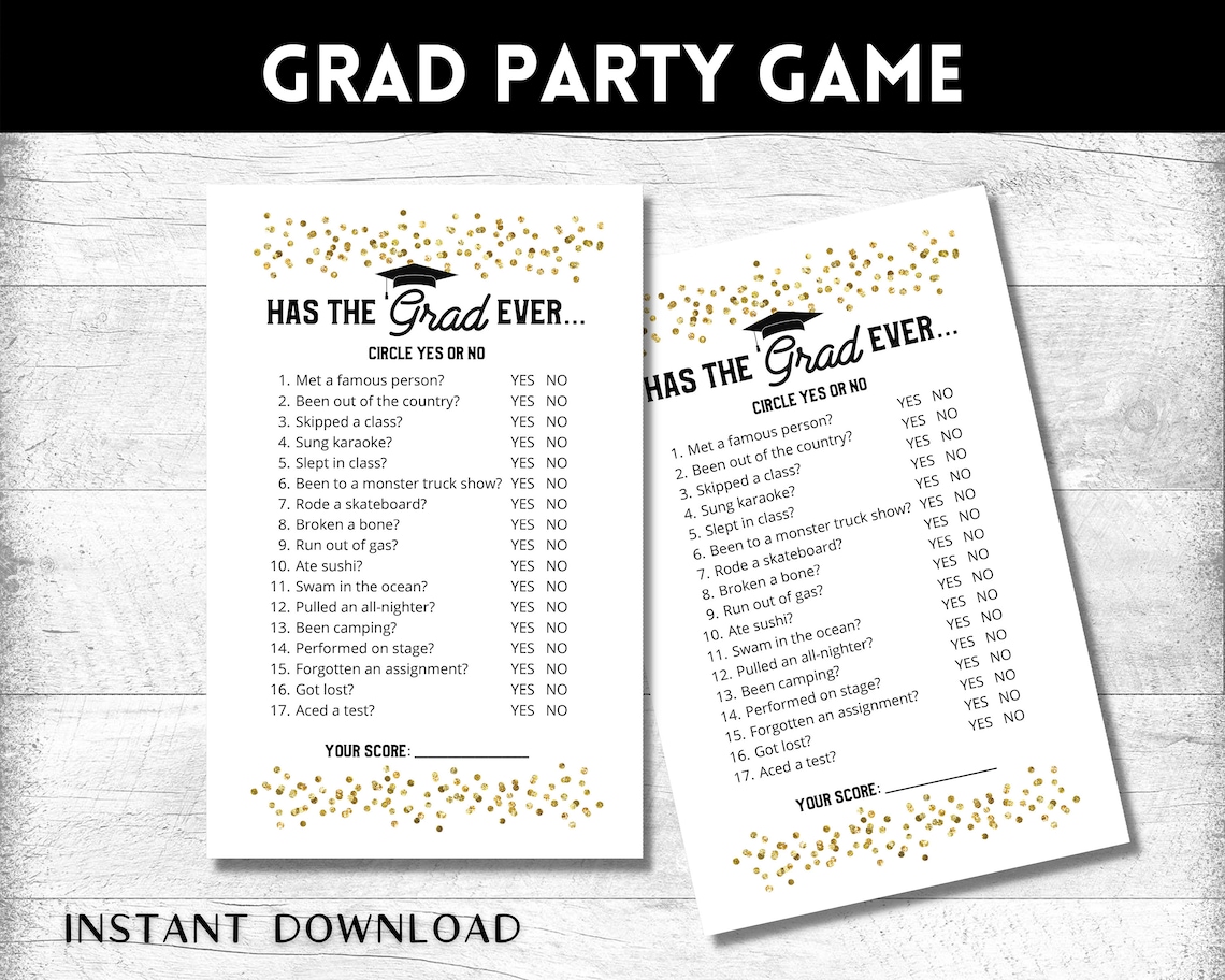 Graduation Party Game, Has the Graduate Ever Party Game, Graduation ...