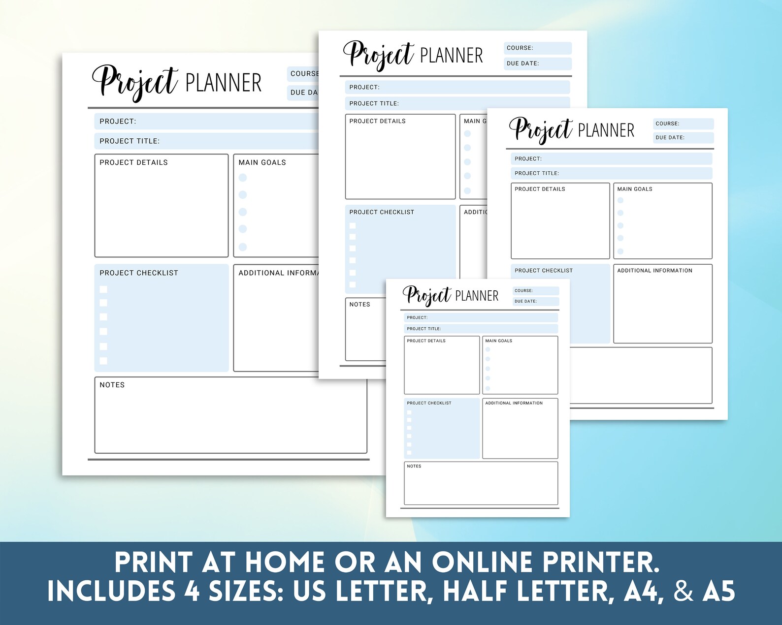 Blue Student Planner, Student Planner Printable, College Student ...