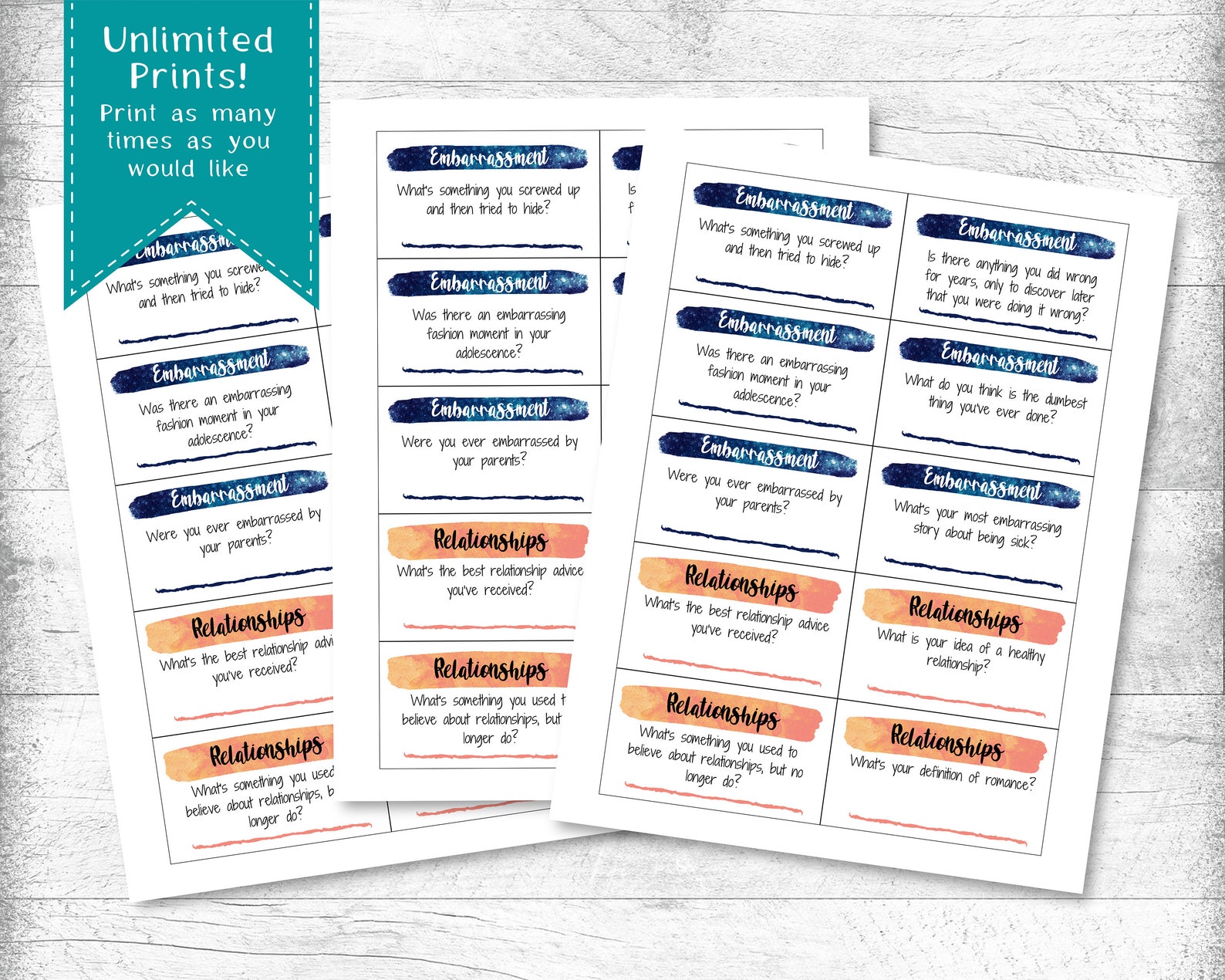 Printable Conversations Cards for Couples, Date Night Cards ...