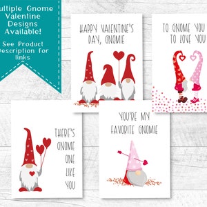 Printable Valentine Gnome Card, Funny Valentine Card, There's Gnome One ...