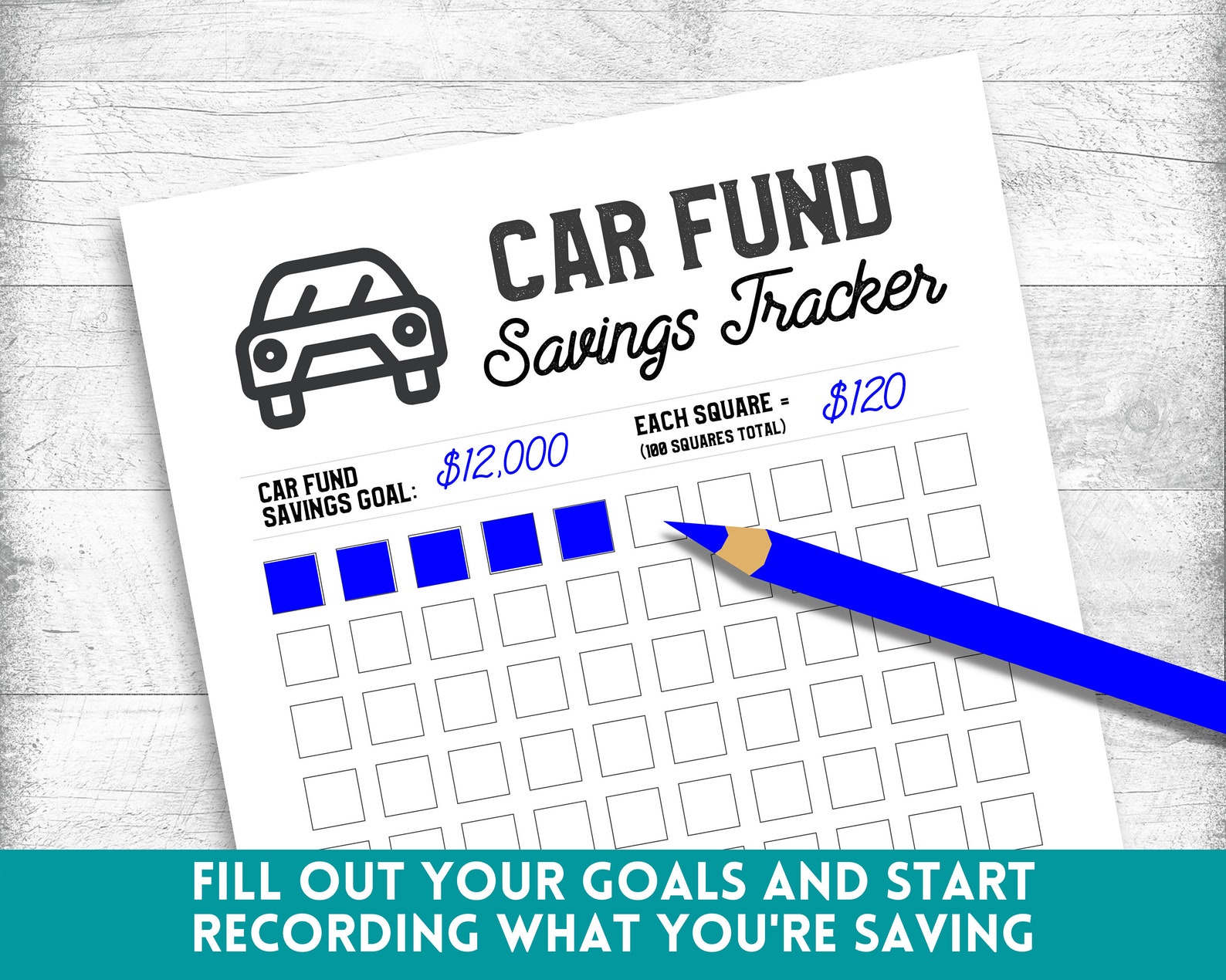 Car Fund Savings Tracker, Saving Challenge, Savings Printable, Savings ...