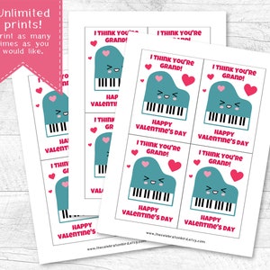 Grand Piano Valentine Cards for Piano Students, Printable Valentines ...