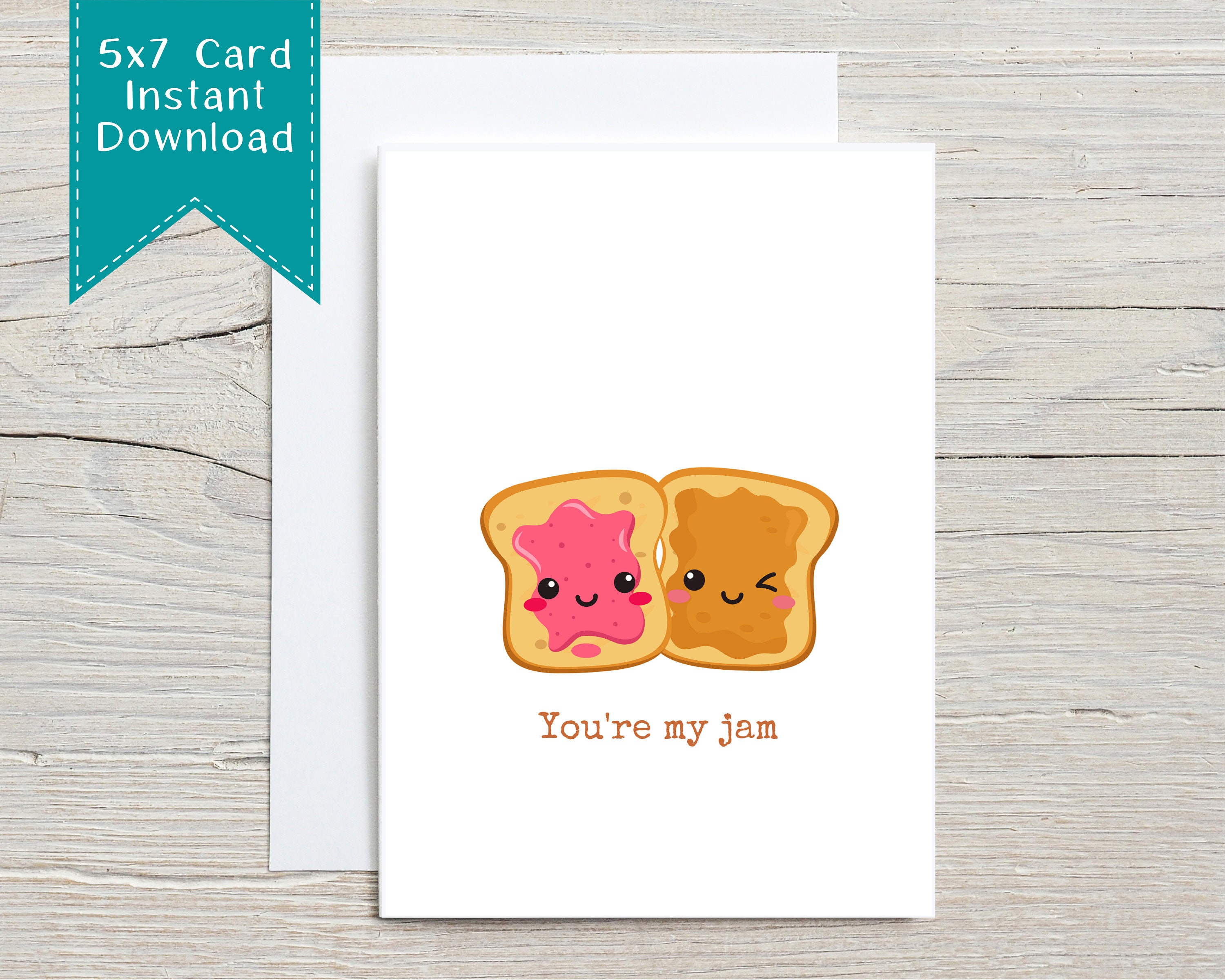 Peanut Butter & Jelly You're My Jam Card, Funny Valentine Card ...