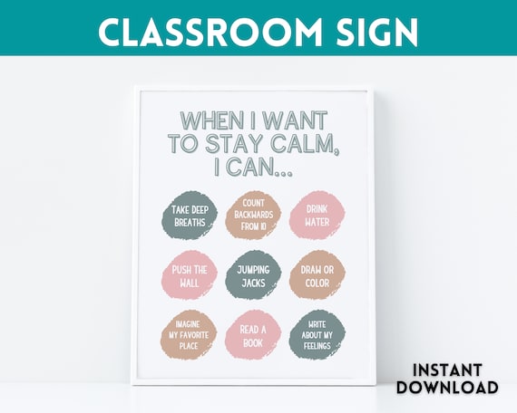 Calm Down Sign Calm Down Corner Kids Mental Health - Etsy Australia
