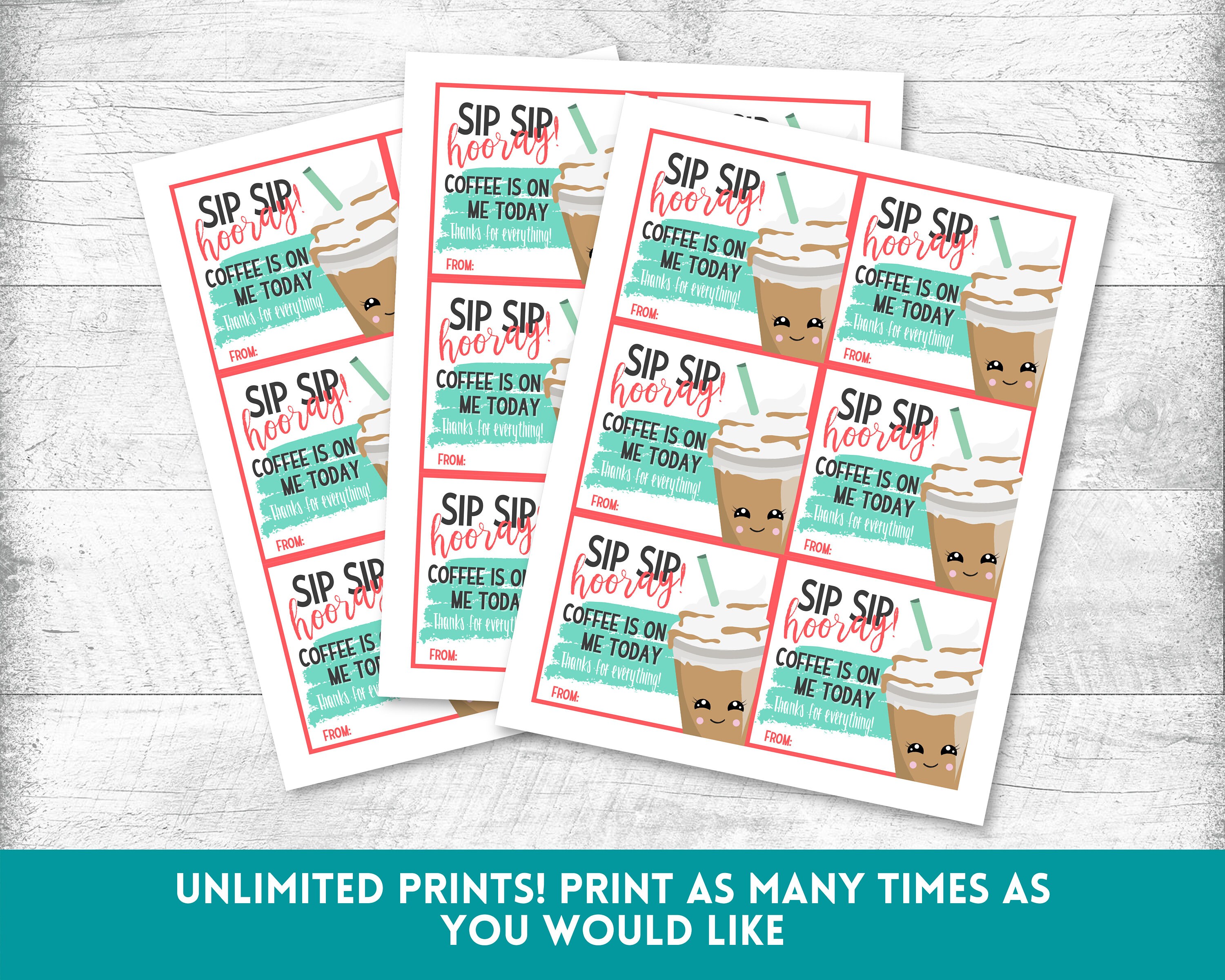 Sip Sip Hooray Coffee is on Me Today Tag, Administrative Day Gift ...