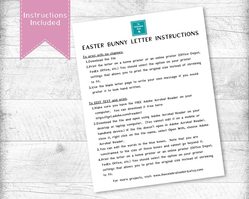 Easter Bunny Letter Printable Easter Basket Stuffers Easter - Etsy