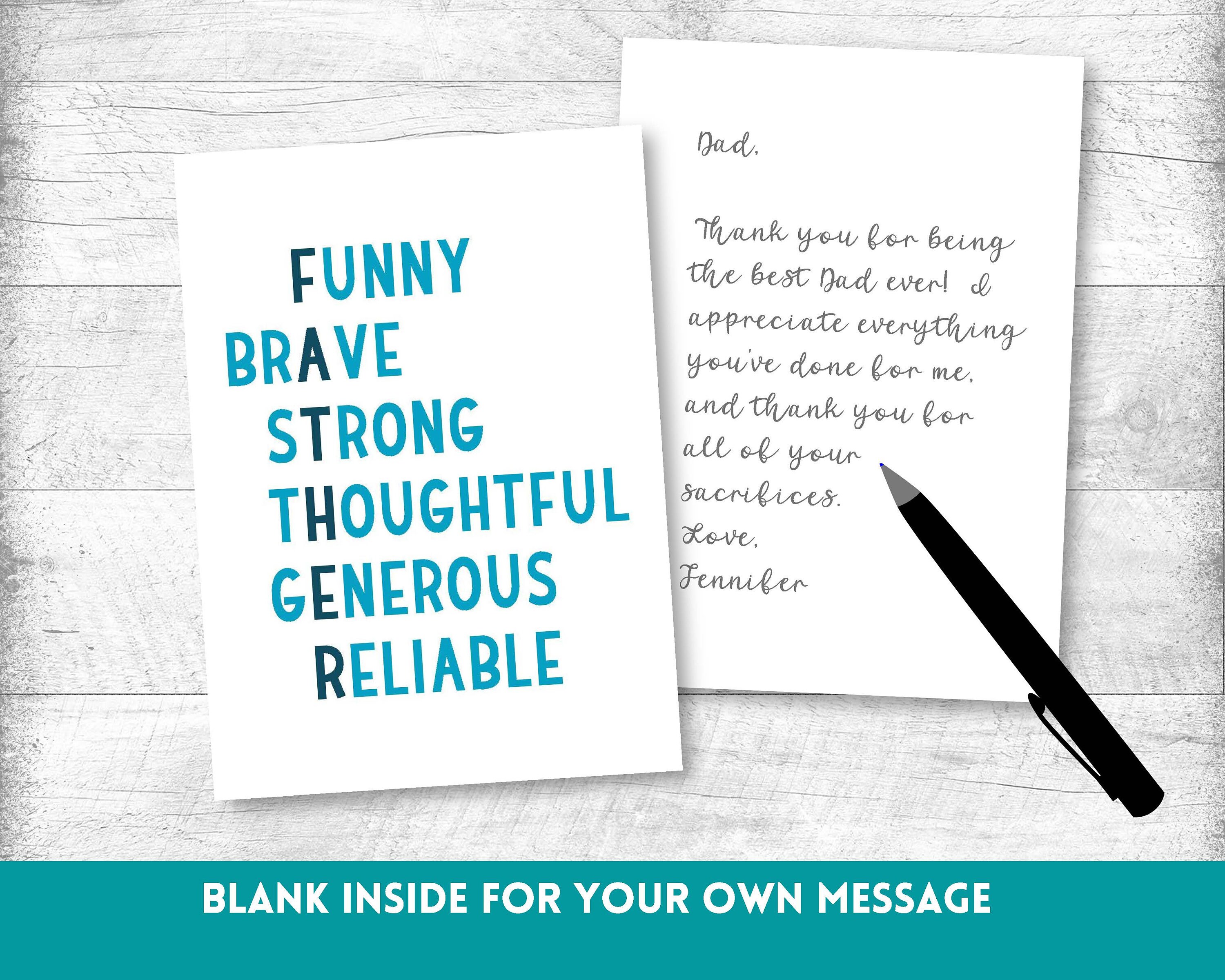 Father Card, Printable Fathers Day Card, Father Birthday Card, Fathers ...