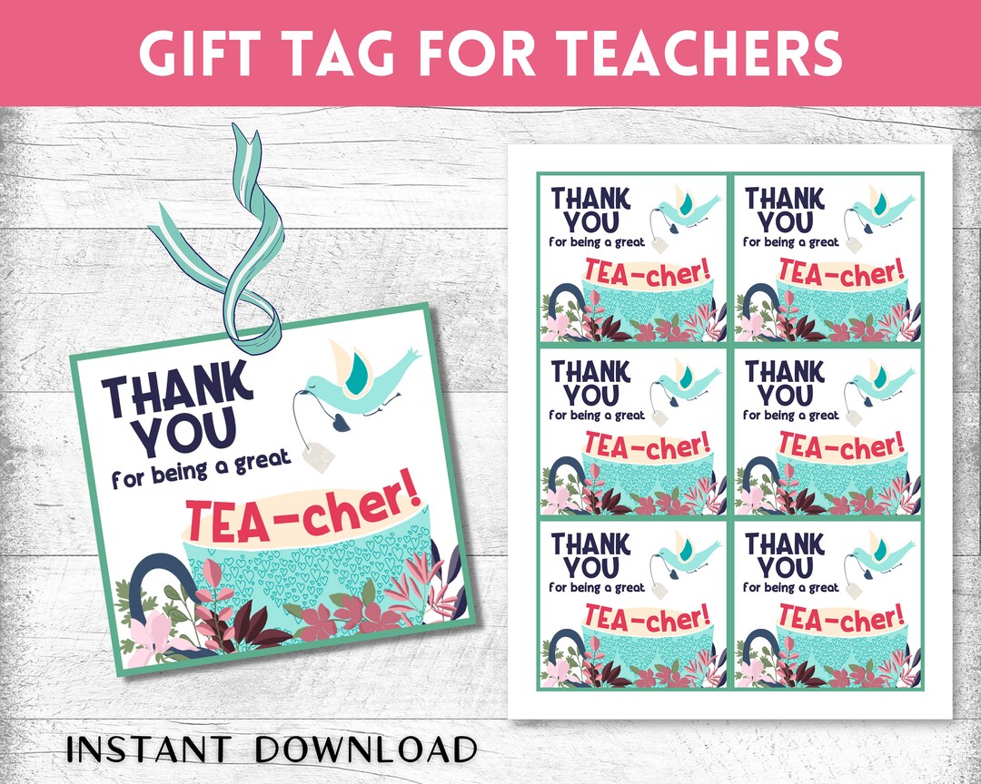 Thank You for Being A Great Teacher Gift Tag, Teacher Appreciation ...