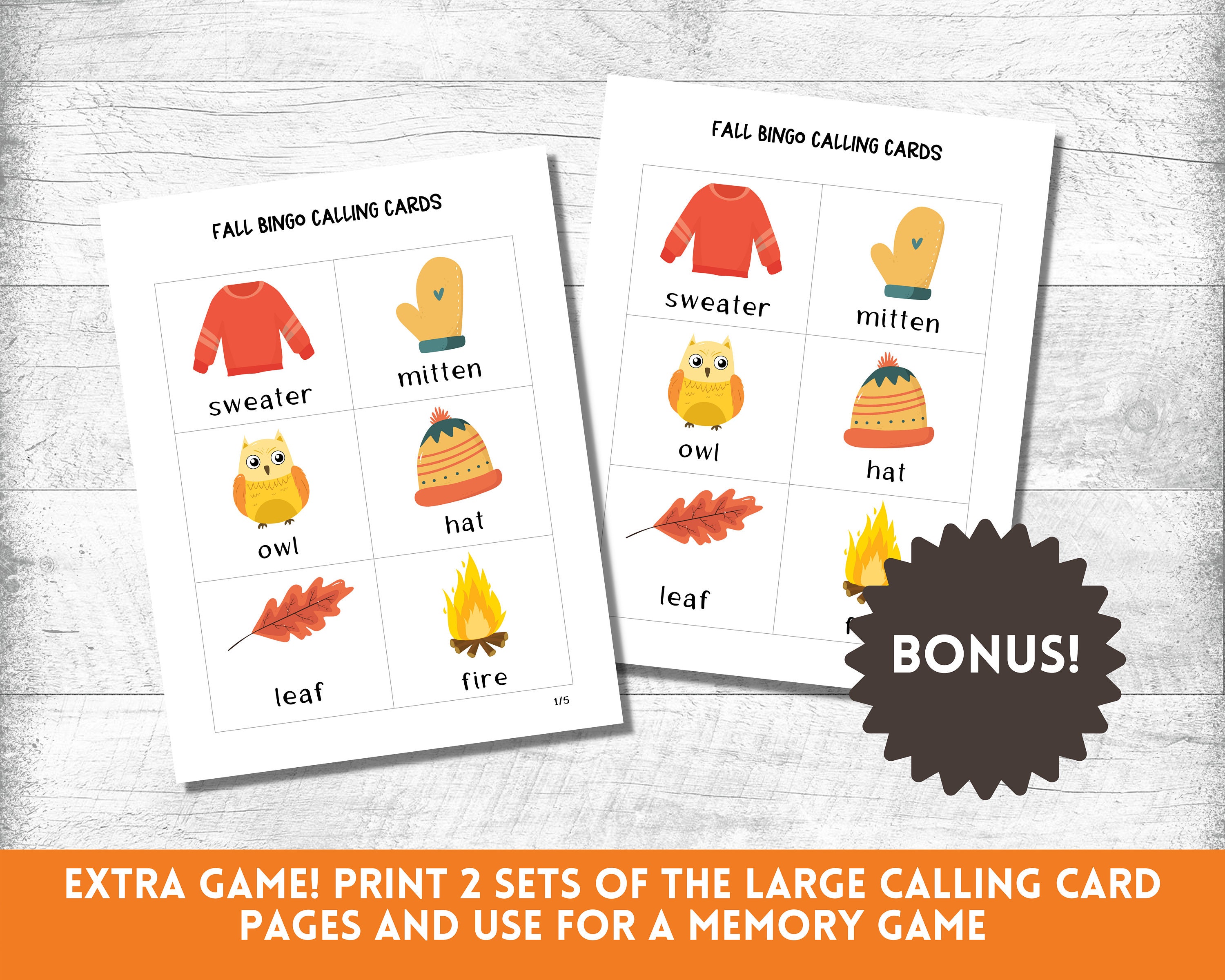 Fall Bingo Cards, Fall Bingo, Fall Bingo Digital Download, Fall Bingo ...