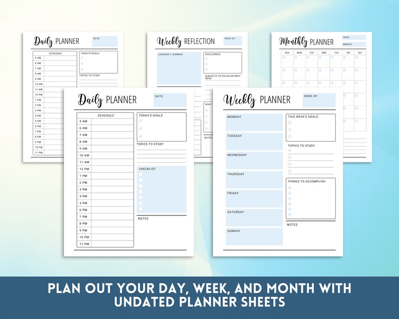 Blue Student Planner, Student Planner Printable, College Student ...