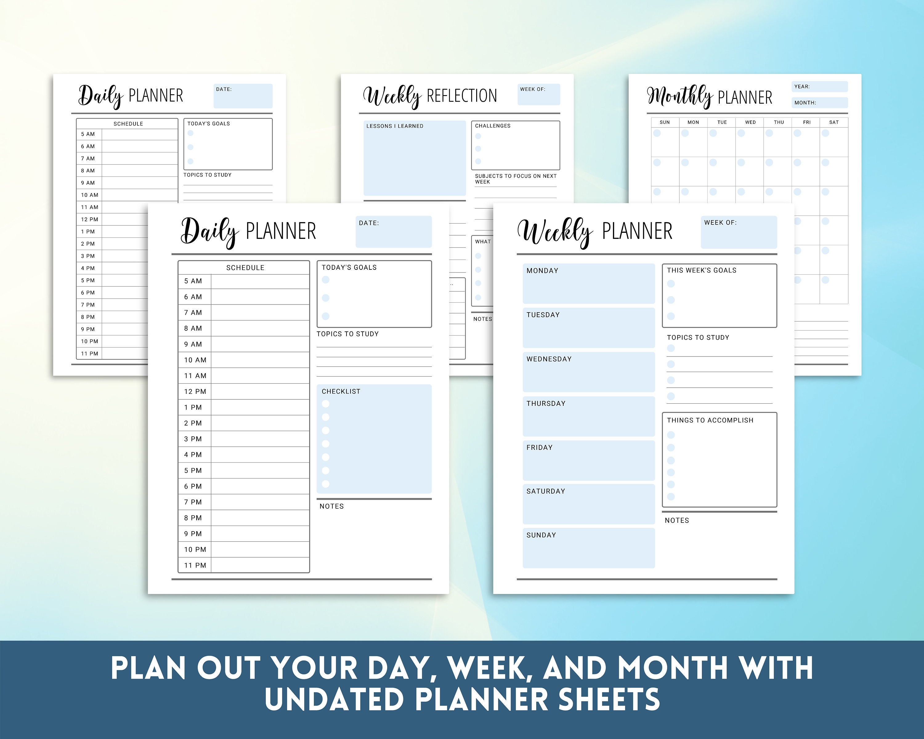 Blue Student Planner, Student Planner Printable, College Student ...