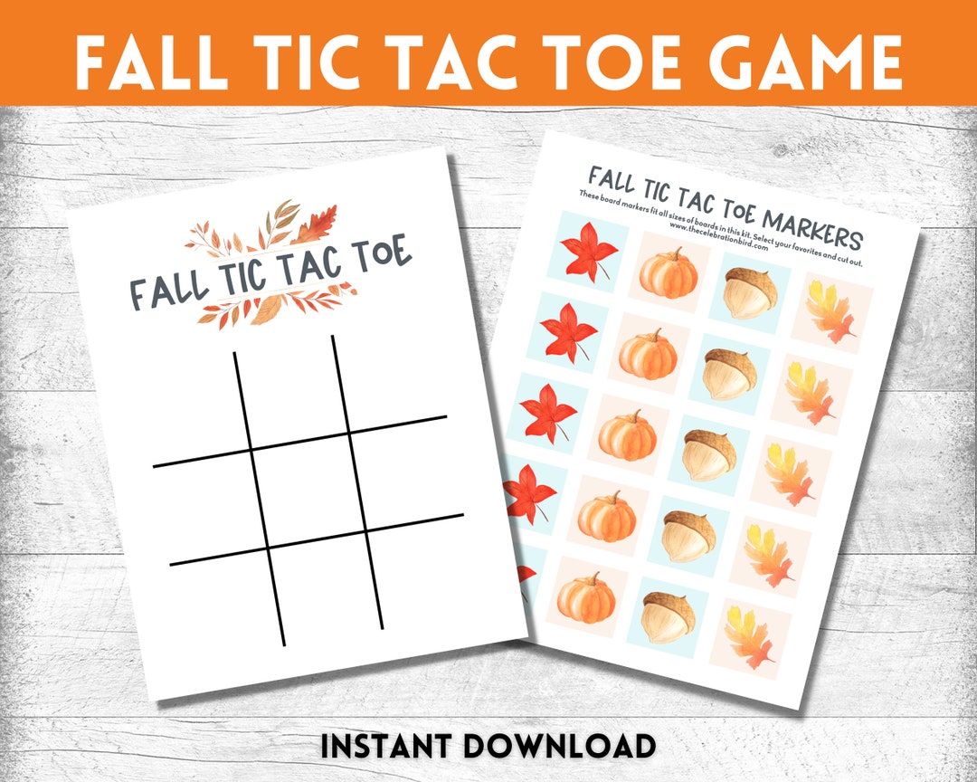 Fall Tic Tac Toe Printable, Fall Tic Tac Toe, Autumn Tic Tac Toe, Tic ...