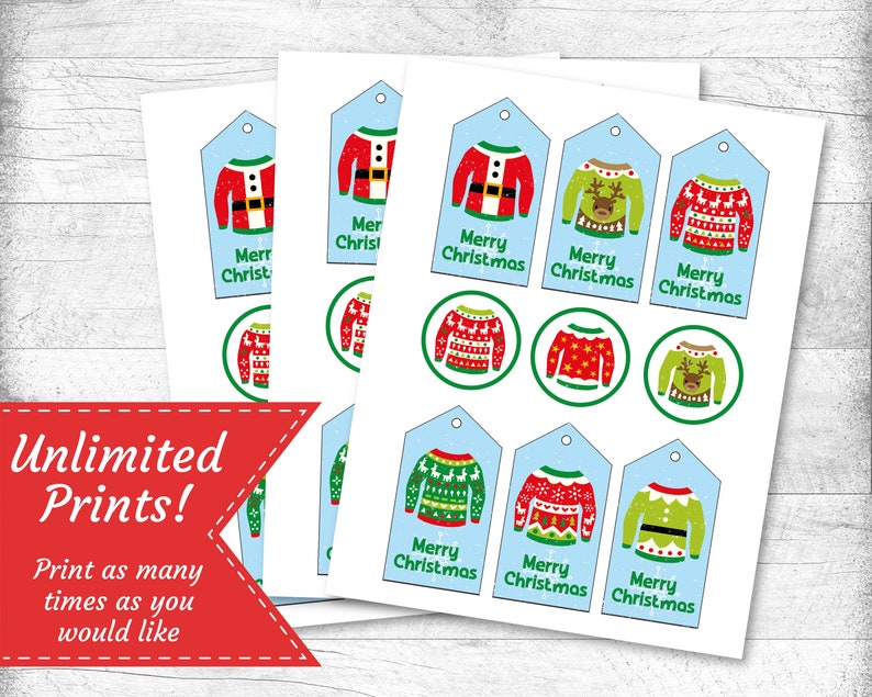 Printable Christmas Gift Tags DIY Christmas Tag Merry Christmas Label ...