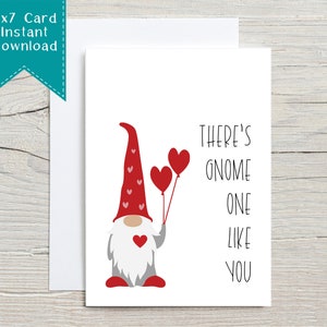 Printable Valentine Gnome Card, Funny Valentine Card, There's Gnome One ...