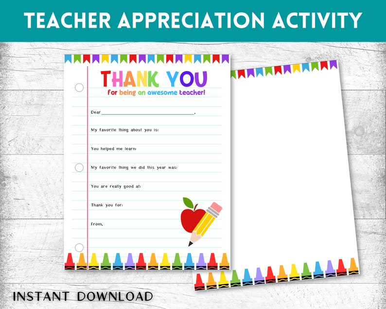 Teacher Appreciation Activity, Teacher Appreciation Gift, Teacher ...