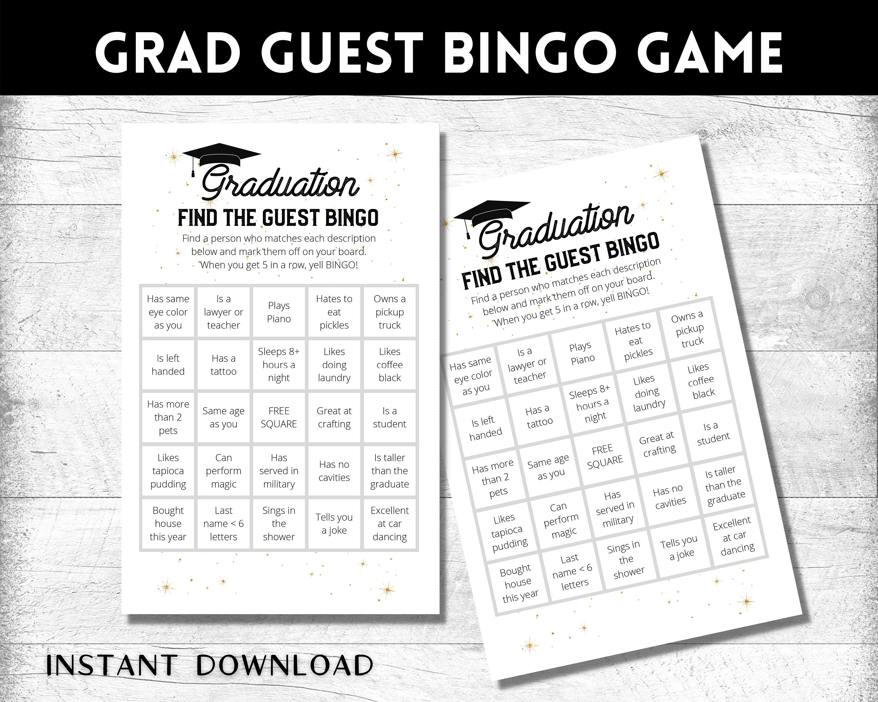 Graduation Party Guest Bingo, Graduation Party Game, Graduation Game ...