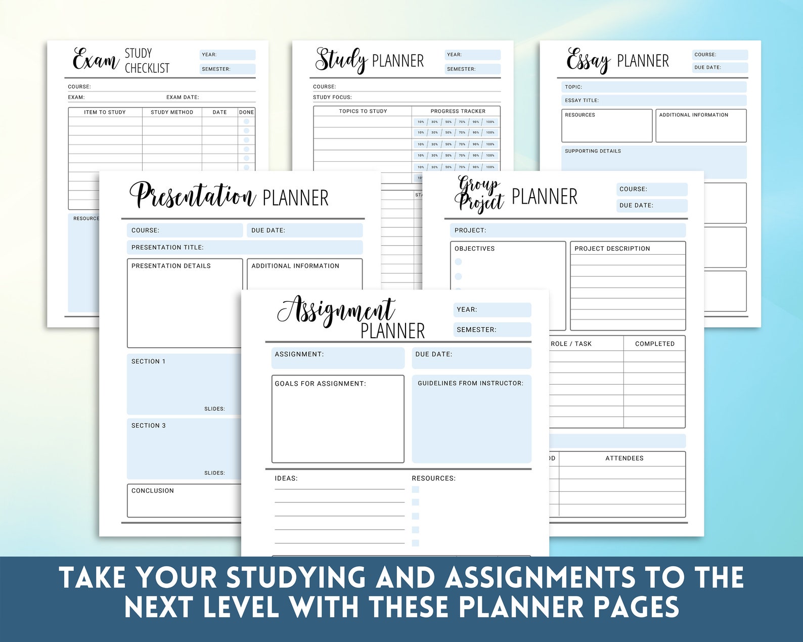Blue Student Planner, Student Planner Printable, College Student ...