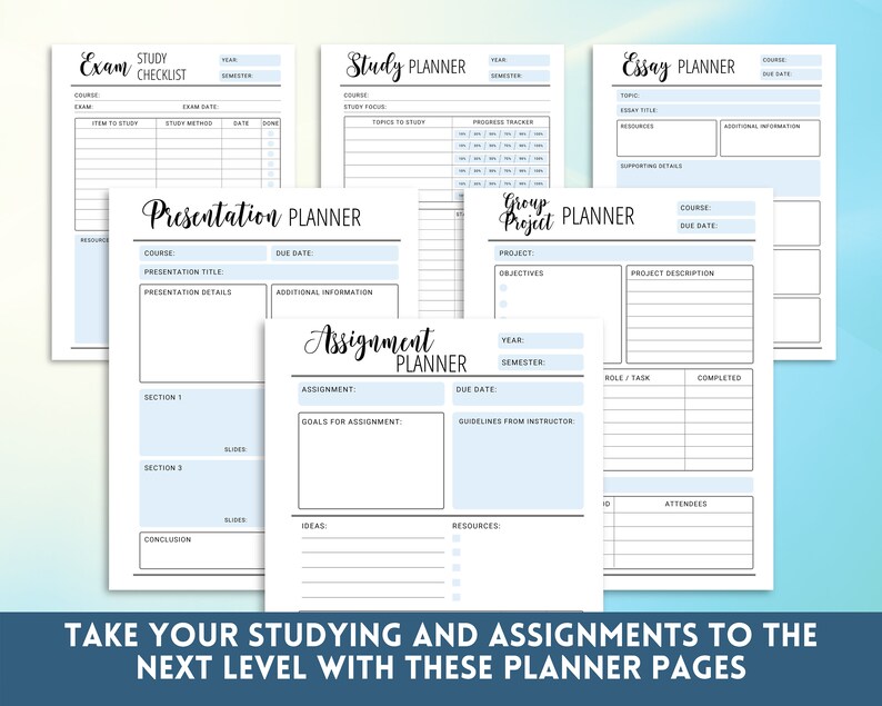 Blue Student Planner, Student Planner Printable, College Student ...