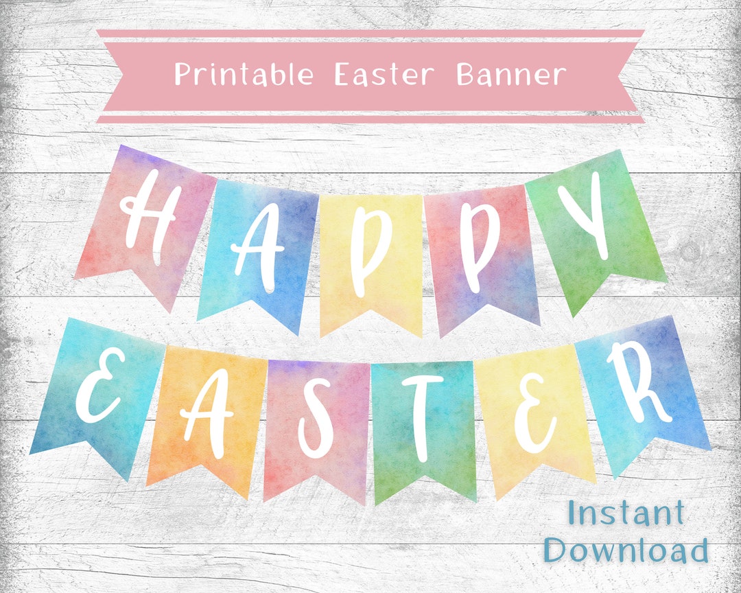 Easter Garland, Easter Banner, Easter Decor, Easter Crafts, Watercolor ...
