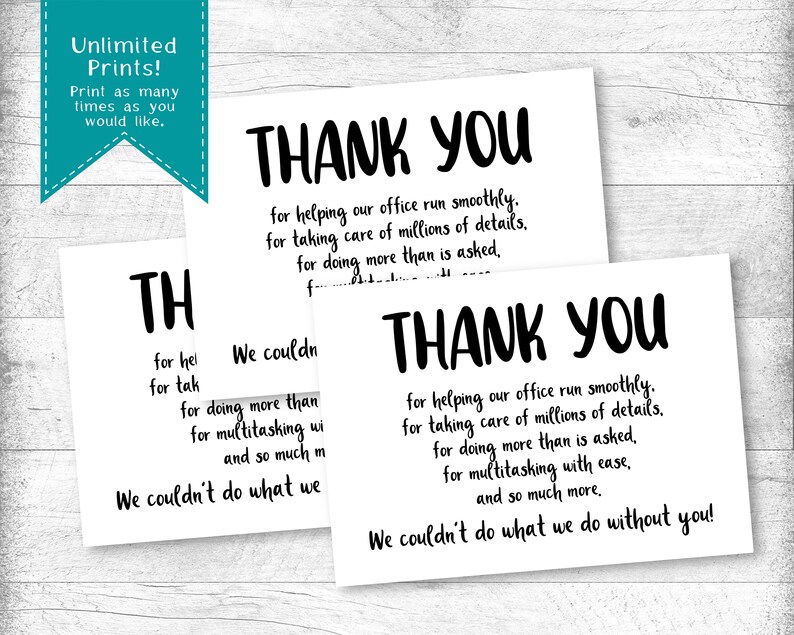 Office Thank You Card Administrative Professionals Day Card - Etsy