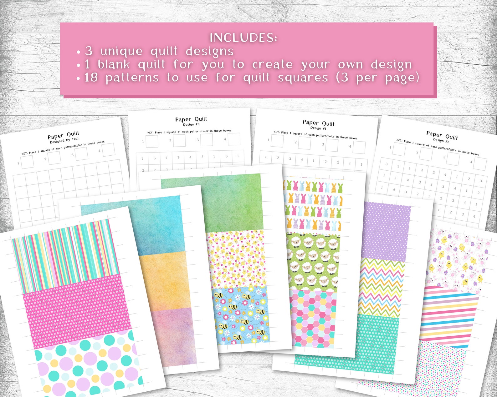 Easter Paper Quilt Craft Kit, Easter Printables, Kids Craft Kit Easter ...