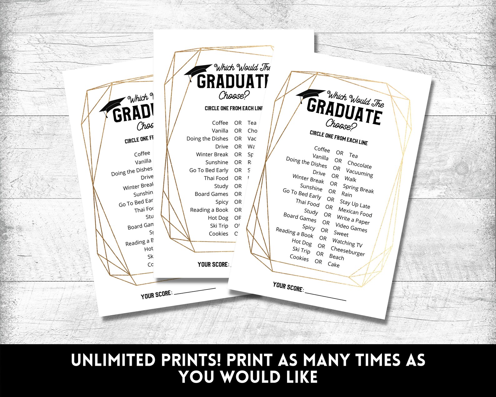 Graduation Game Graduation Games This or That Graduation - Etsy