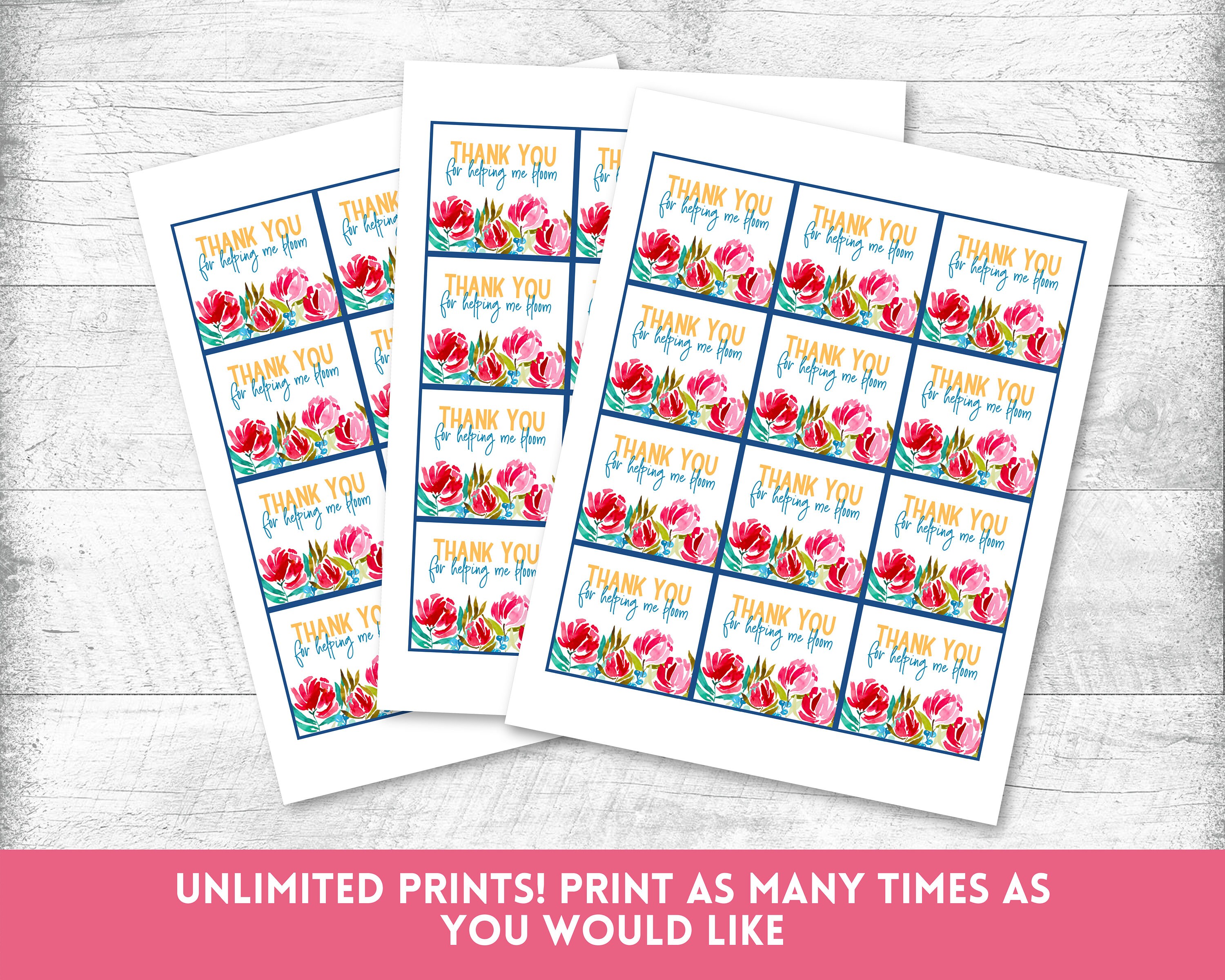 Mother's Day Gift Tag Thank You for Helping Me Bloom - Etsy