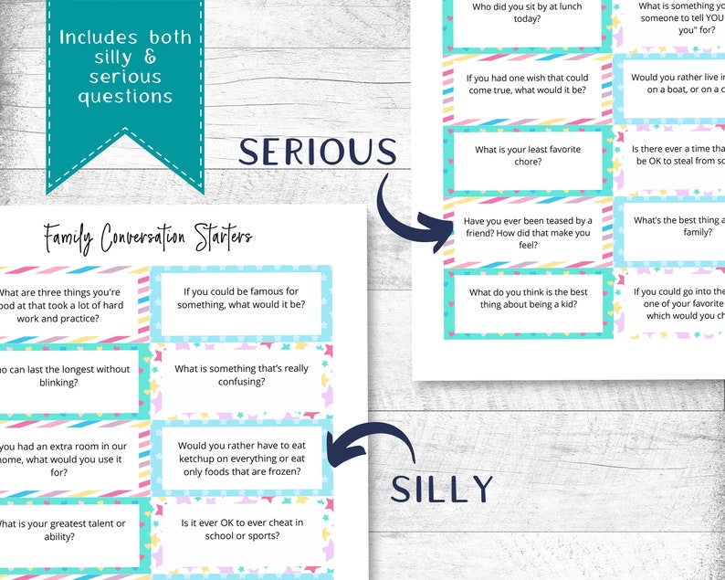 Printable Family Conversations Cards, Conversation Starters, Dinner ...