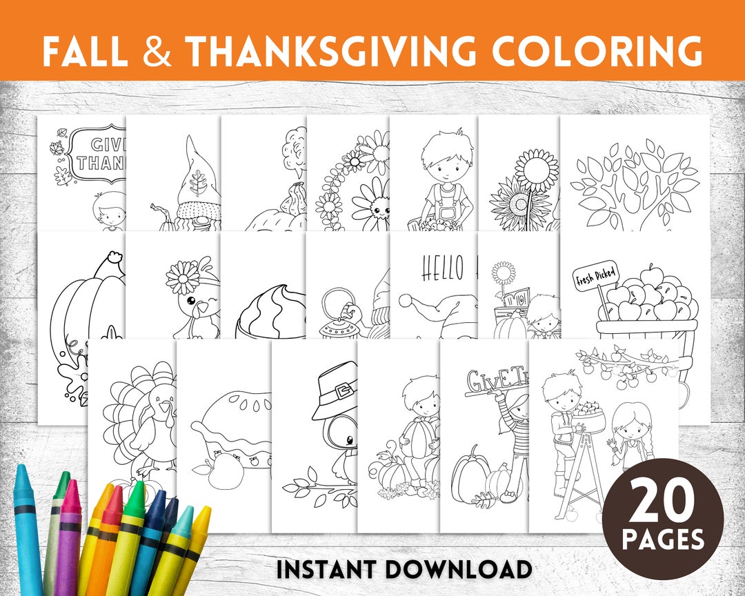 Fall Coloring Pages Thanksgiving Coloring Pages Fall - Etsy