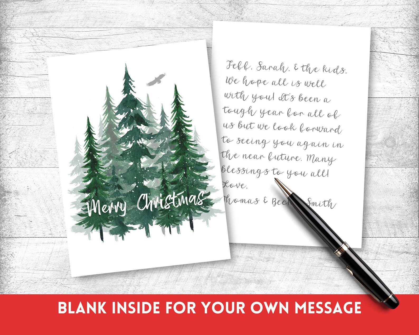Printable Christmas Card Christmas Tree Card Merry Christmas | Etsy