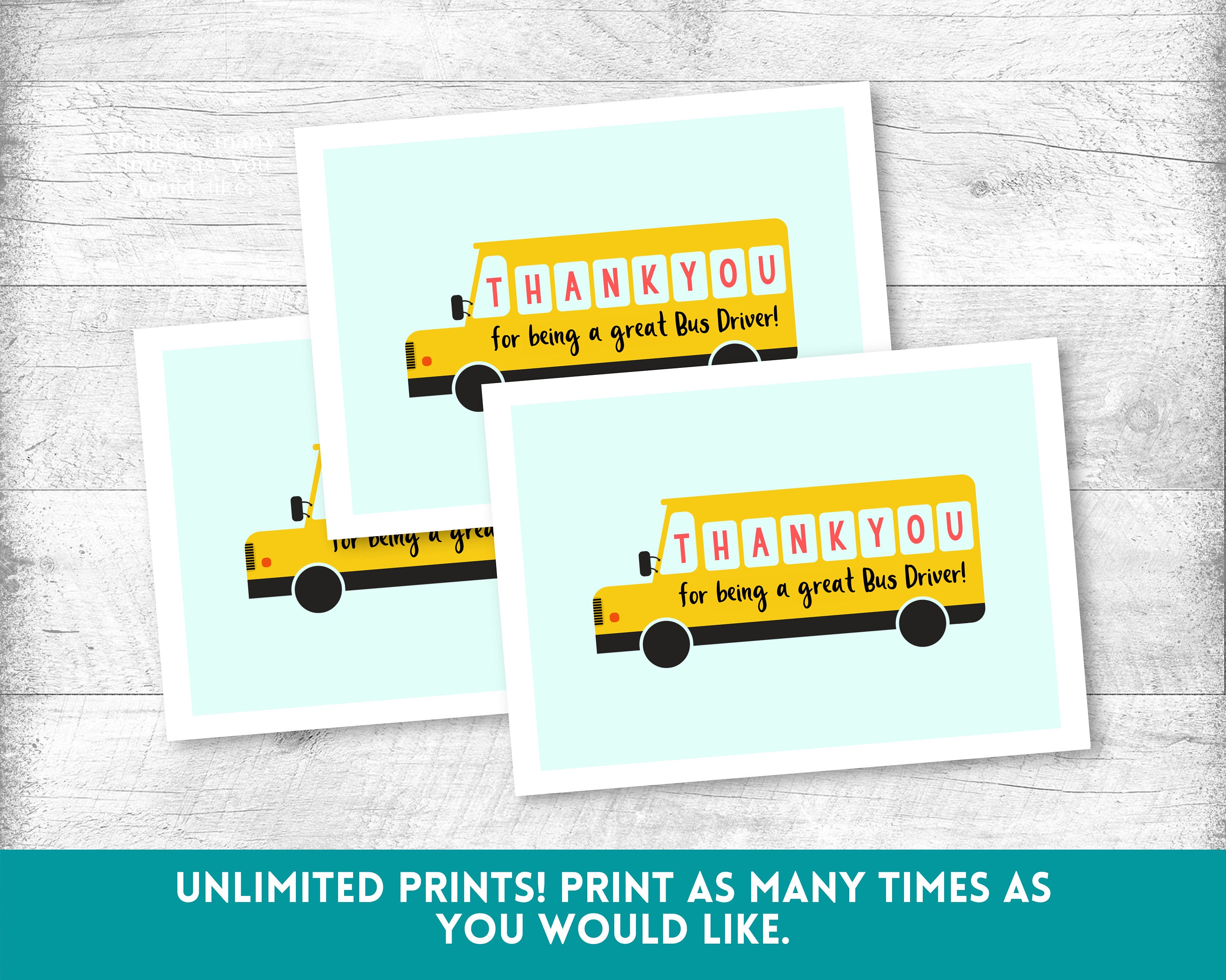 Bus Driver Thank You Card, Bus Driver Appreciation, School Bus Driver ...