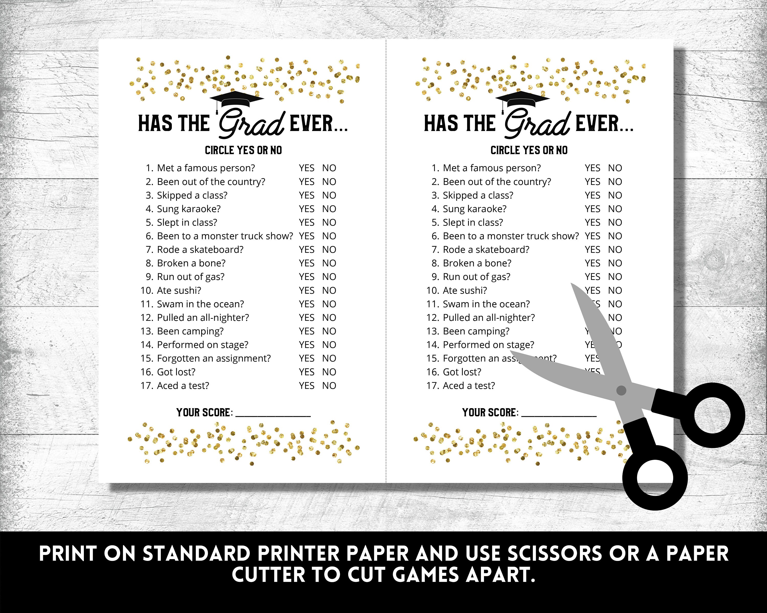 Graduation Party Game, Has the Graduate Ever Party Game, Graduation ...