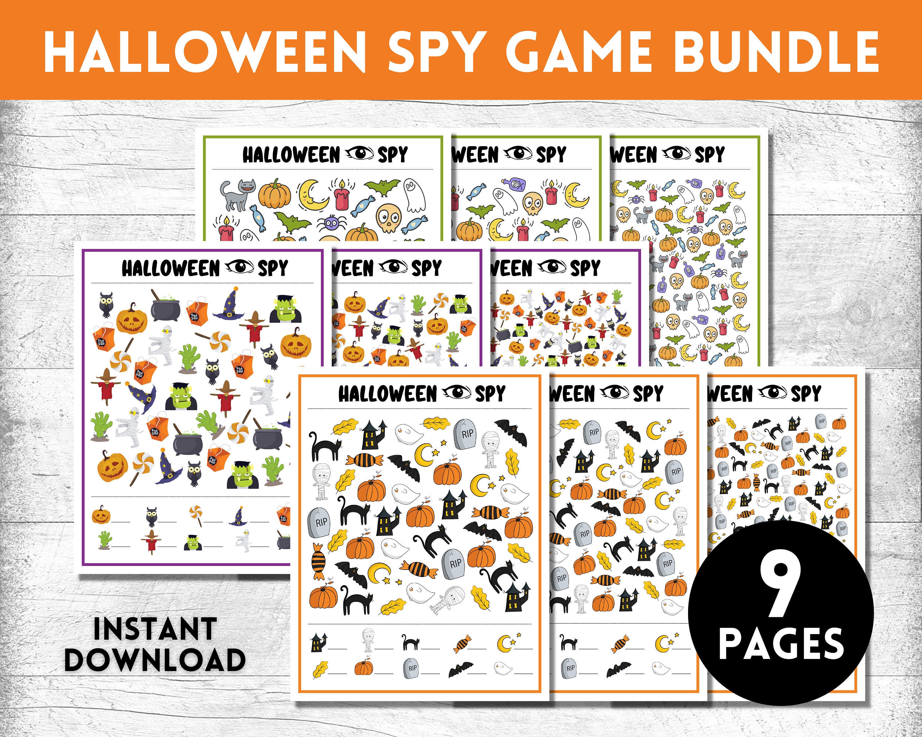 Halloween I Spy BUNDLE, Halloween I Spy Printable, Halloween Games for ...