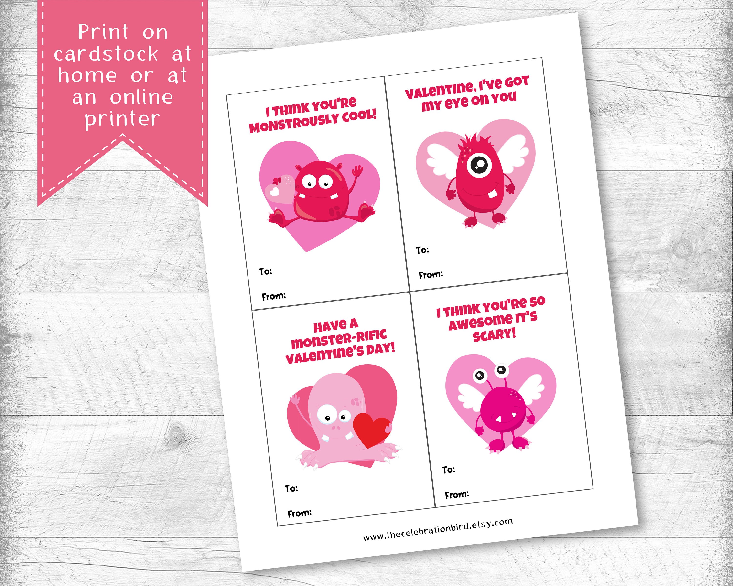 Kid Valentine Monsters Printable Valentines Classroom - Etsy