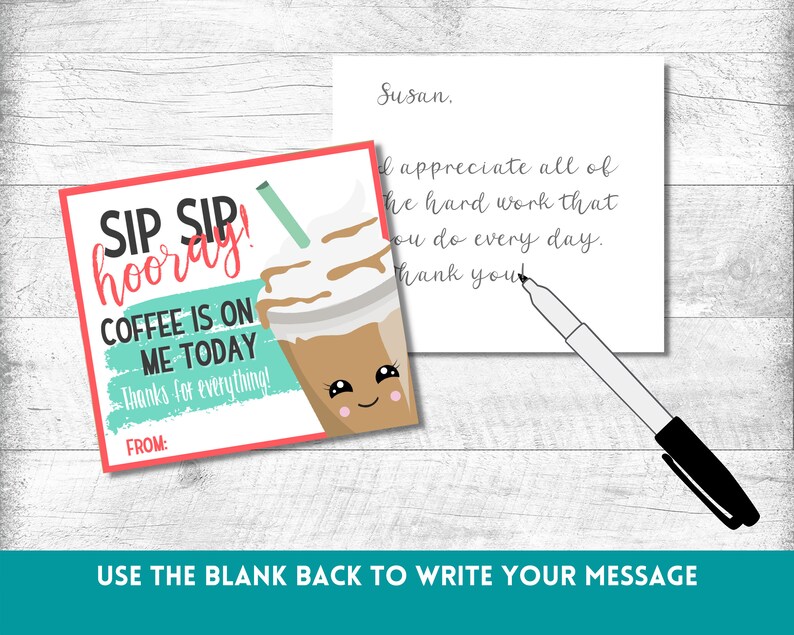 Sip Sip Hooray Coffee is on Me Today Tag, Administrative Day Gift ...