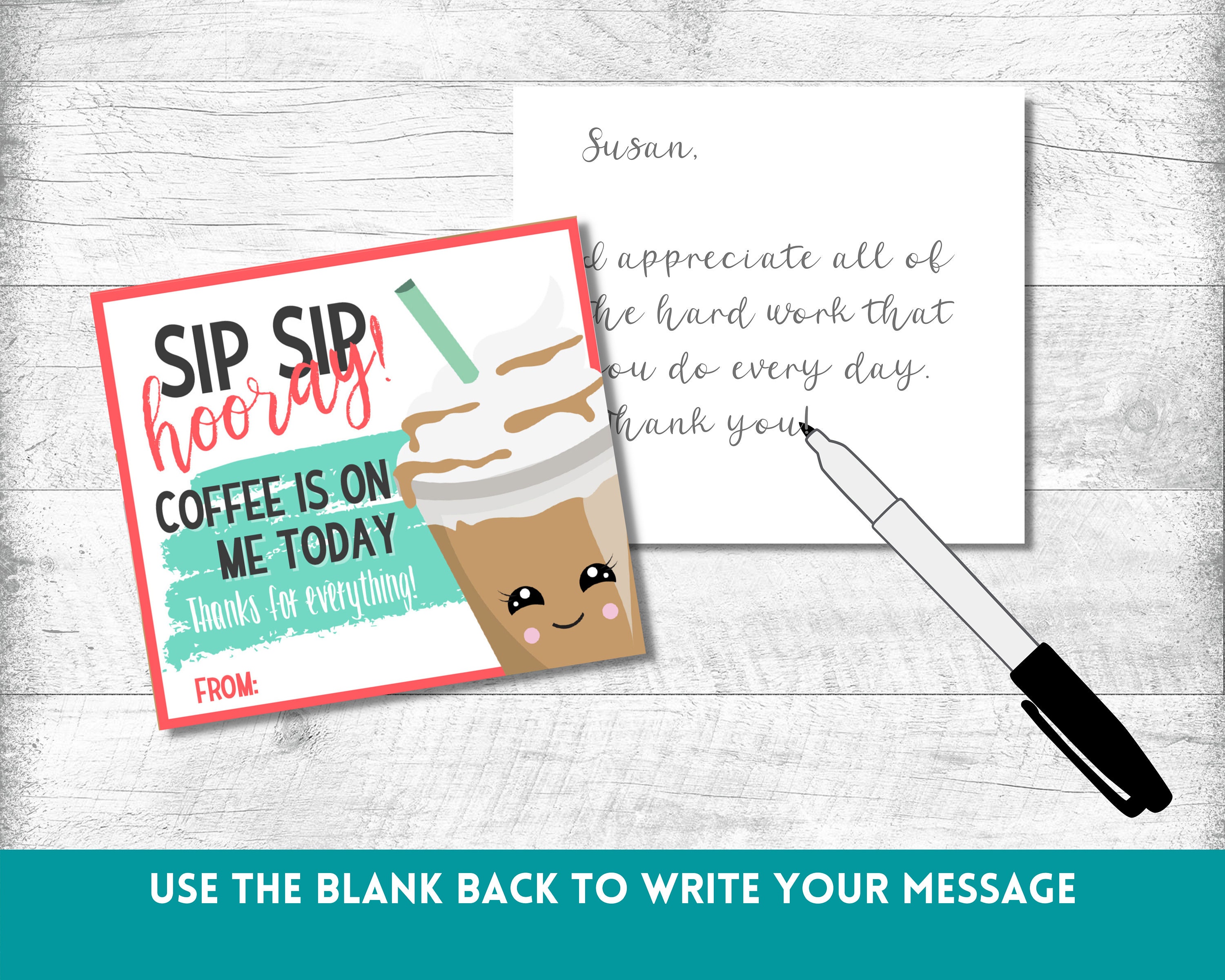 Sip Sip Hooray Coffee is on Me Today Tag, Administrative Day Gift ...