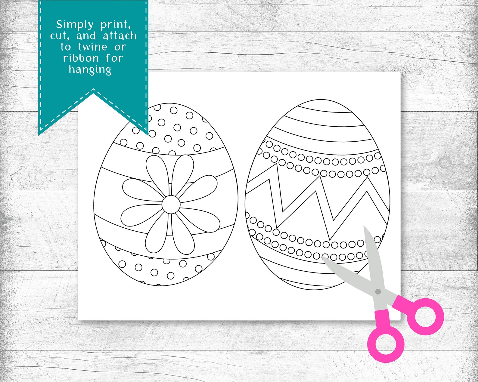Easter Egg Garland, Coloring Easter Banner, Easter Decor, Kids Easter ...