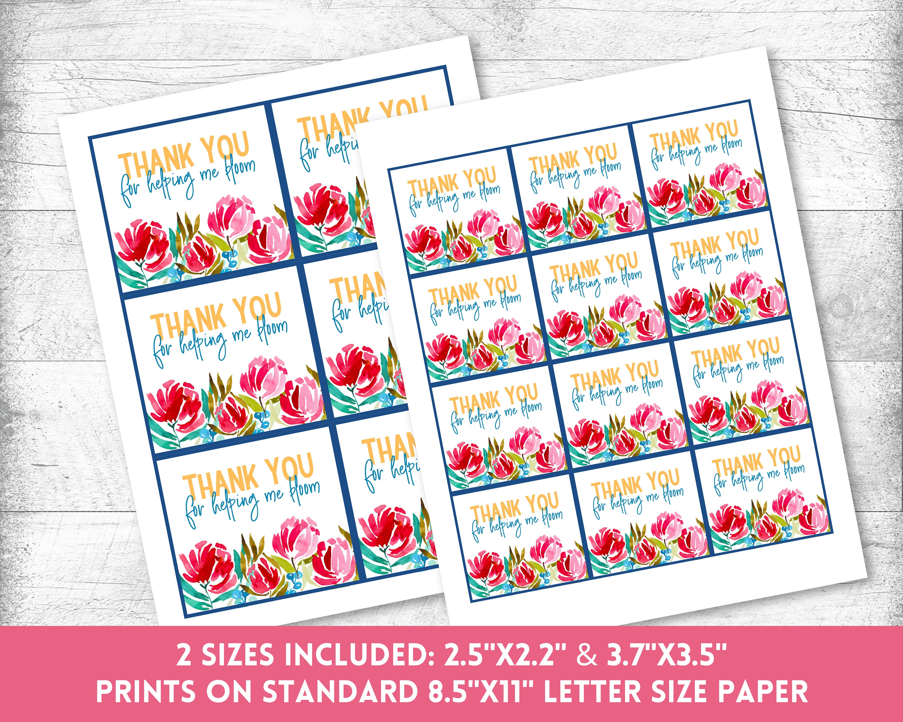 Mother's Day Gift Tag, Thank You for Helping Me Bloom, Mothers Day ...