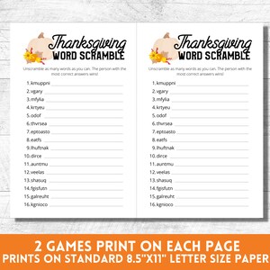 Thanksgiving Word Scramble, Thanksgiving Party Game, Thanksgiving Games ...