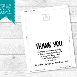 Office Thank You Card, Administrative Professionals Day Card, Staff ...