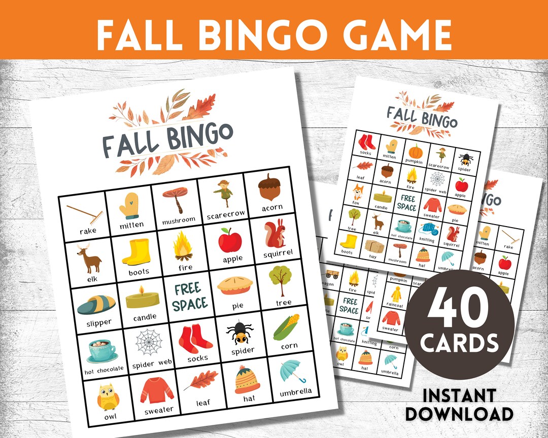Fall Bingo Cards, Fall Bingo, Fall Bingo Digital Download, Fall Bingo ...