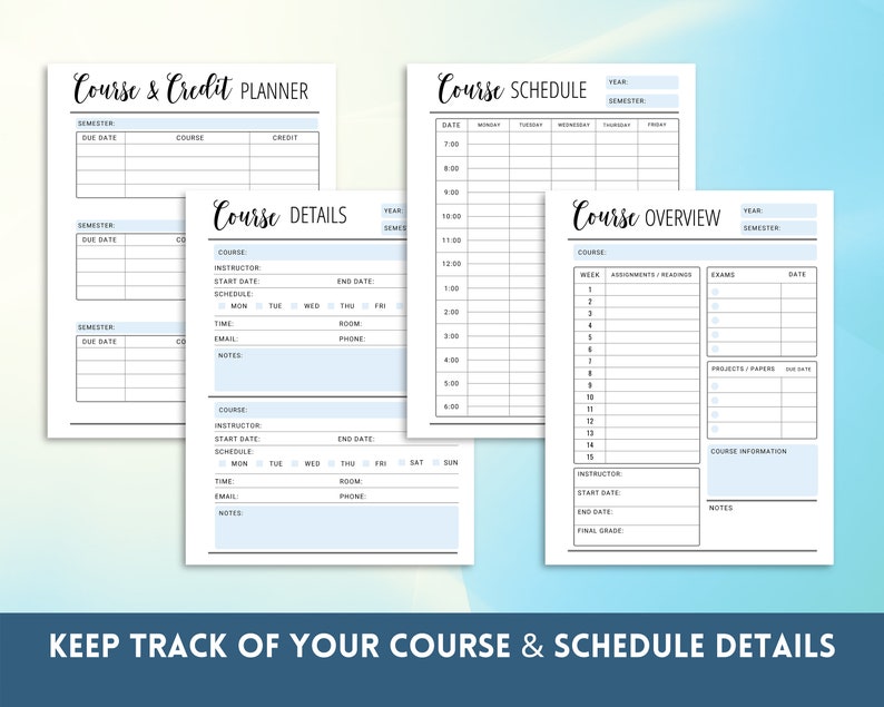Blue Student Planner, Student Planner Printable, College Student ...