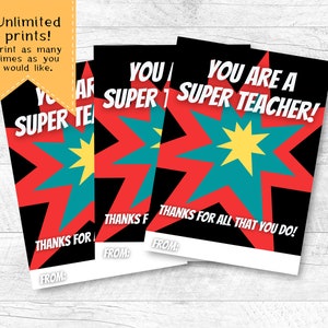 Teacher Appreciation Gift Card Holder, Super Teacher, End of Year ...