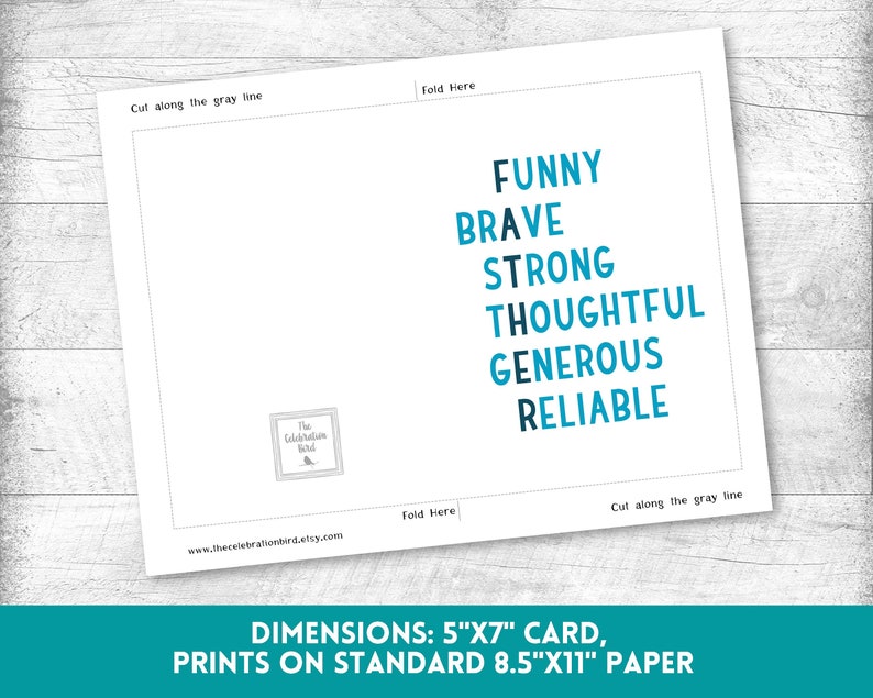 Father Card, Printable Fathers Day Card, Father Birthday Card, Fathers ...