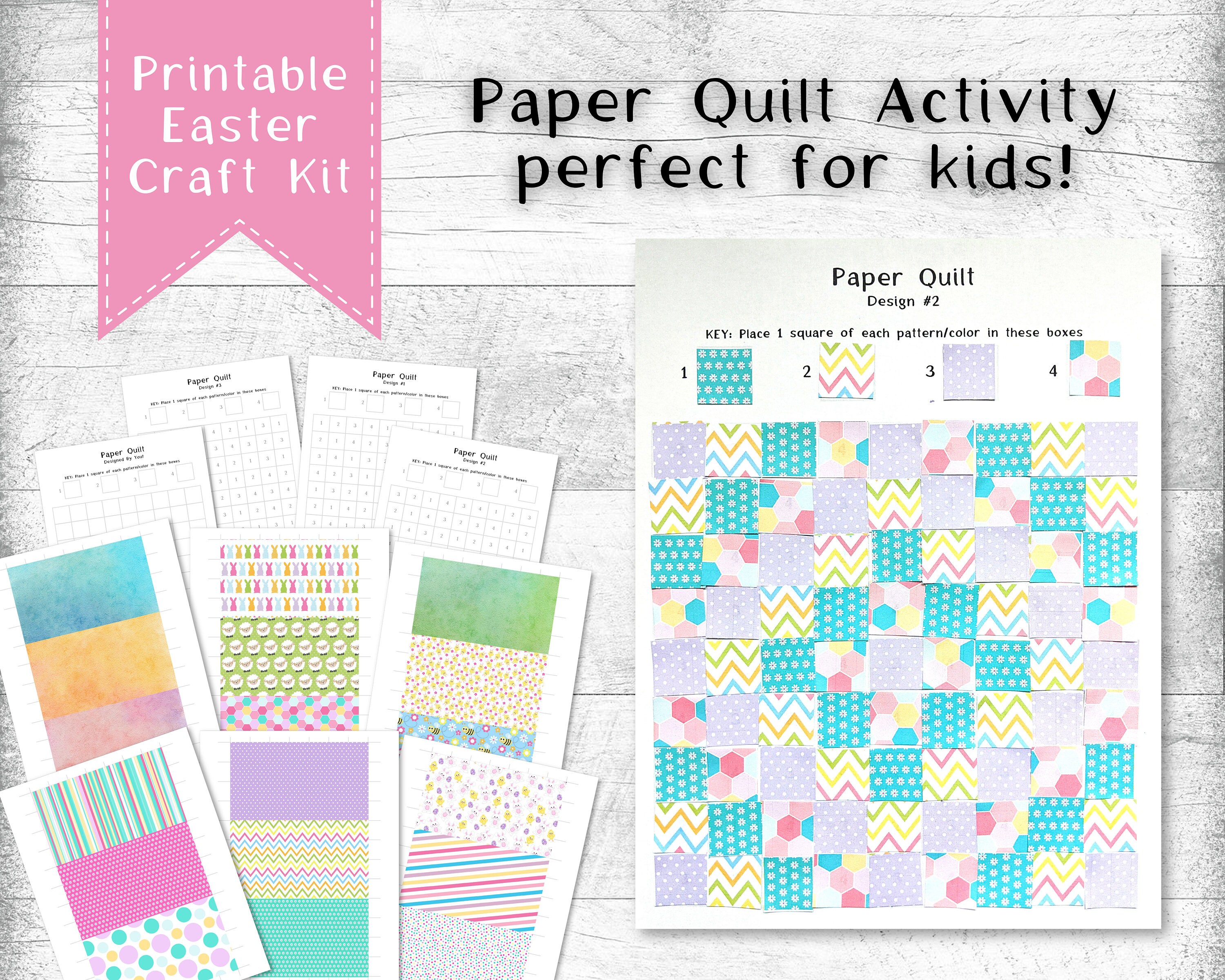 Easter Paper Quilt Craft Kit, Easter Printables, Kids Craft Kit Easter ...