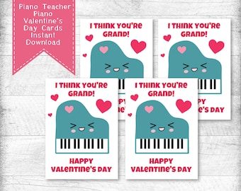 Animal Valentine Cards for Piano Students, Printable Valentines Card ...